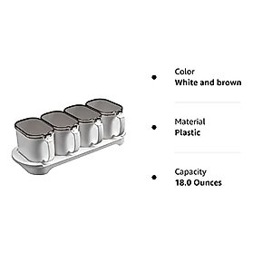 Kitchen Storage Container Condiment Jar, Multi-Compartment Condiment Container With Lid and Spoon, Used to Store Salt, Pepper, Sugar, Spices, Cornstarch and Chicken Stock Powder, etc.