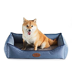 Tidore Orthopedic Dog Beds for Small/Medium Dogs,Comfortable Egg-Crate Foam Sofa Pet Bed with Washable Removable Cover,Waterproof Lining and Nonskid Bottom Mat (Medium, Light Blue)