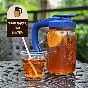 LIVEBAY Wide Mouth Mason Jar Pour Spout Lids Flip Cap Lid with Handle Reusable,Leak-proof Airtight Seal, Navy Blue, 2 Pack