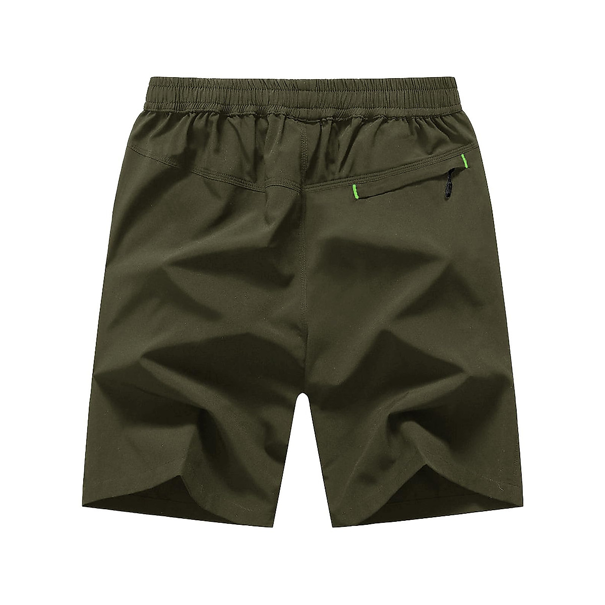 TBMPOY Men's Hiking Running 7" Shorts with Pockets Athletic Outdoor Sports Gym Running Short Zipper Pockets Army Green/Green L
