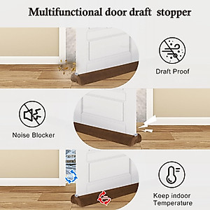 fowong Door Draft Stopper 36 Inch Soundproofing Draft Stoppers Seal for Interior Exterior Doors, Adjustable Window Breeze Blocker, Brown