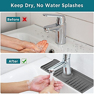 Silicone Faucet Mat - 2Pcs Silicone Faucet Handle Drip Catcher Tray for Kitchen Bathroom Countertop Sink Splash Guard Draining Dish Drying Pad