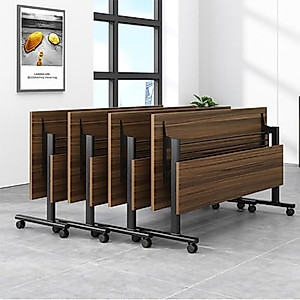 Folding Desk Portable Wood Table 3-Pack Training Room Stackable Conference Table Removable Computer Table Desk Saves Space for Conference Rooms, Media Centers (4)