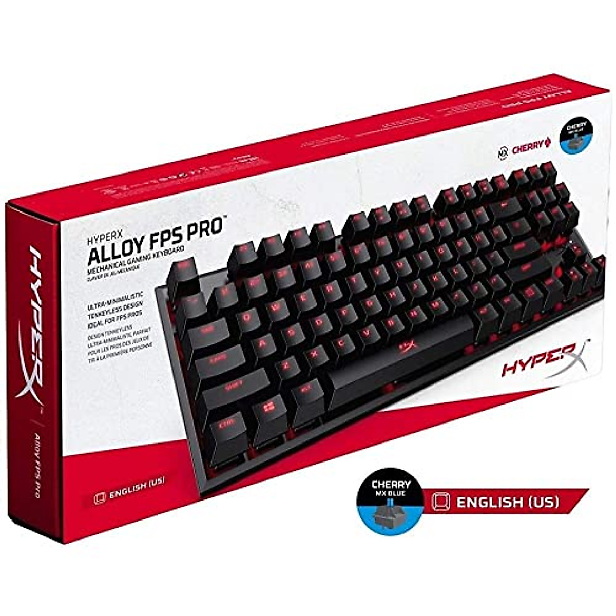 HyperX Alloy FPS Pro - USB Tenkeyless Mechanical Gaming Keyboard - 87-Key, Ultra-Compact Form Factor - Clicky - Cherry MX Blue - Red LED Backlit (HX-KB4BL1-US/WW)