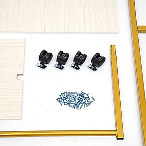 PIAOCAIYIN Garment Rack, Rolling Clothes Organizer with Wheels, Square Clothes Rack Display Holder, Gold Metal Storage Shelf, Portable Clothing Garment Rack for Home Store Wedding