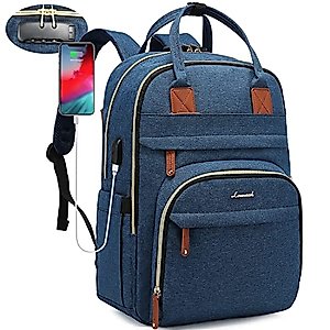 LOVEVOOK Laptop Backpack for Women & Men, Unisex Travel Anti-theft Work College Bag, Business Computer Backpacks Purse, Casual Hiking Daypack with Lock, Fits 15.6 Inch Laptop, Dark Blue