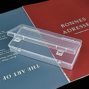 Thintinick 6 Pack Rectangular Clear Plastic Storage Containers Box with Hinged Lid for Beads and Other Small Craft Items (6.1 x 2.56 x 1.18 inch)