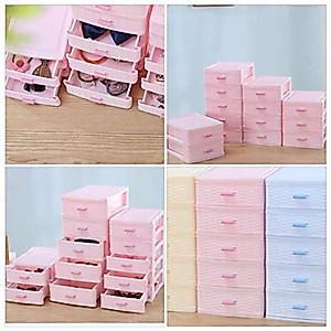 DOITOOL Storage Containers Desktop Jewelry Storage Drawer Makeup Organizer Earring Holder Stand Cosmetic Storage Container for Home Girl Bedroom (Pink) Desk Organizer Caddy