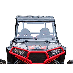 SuperATV.com Scratch Resistant Flip/Fold Down 2-in-1 Windshield for Polaris RZR 900 / S 900 / 4 900 | 1/4" Thick Polycarbonate 250X Stronger than Glass | Hard Coated | USA Made