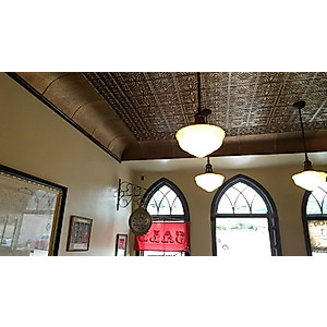 From Plain To Beautiful In Hours F07 Hammered Filler PVC 2' x 2' Lay-in or Glue-up Ceiling Tile (Covers / 100 sq.ft), Antique Brass, 25 Piece