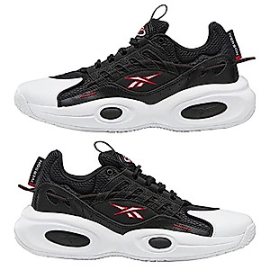 Reebok Unisex Solution Mid Basketball Shoe, Black/White/Vector Red, 11 US Men