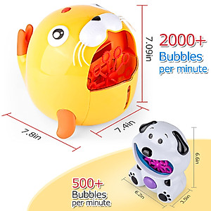 KINDIARY Bubble Machine, Automatic Bubble Blower, Portable Bubble Maker for Kids Toddlers with 5000+ Bubbles/min, 2 Speeds, 12.8oz Capacity, Powered by Plug-in or Batteries for Indoor Outdoor Parties