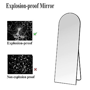 RICHTOP Arched Full Length Floor Mirror 3 Installation-Standing Leaning Hanging, 64x21 Black Big Full Body Mirror for Bedroom Livingroom Dorm, Anti-slip Shatterproof HD