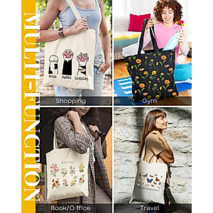 AUSVKAI Canvas Tote Bag Aesthetic for Women, Cute Cat Reusable Cloth Cotton Bags for Shopping college Beach Trendy Gifts