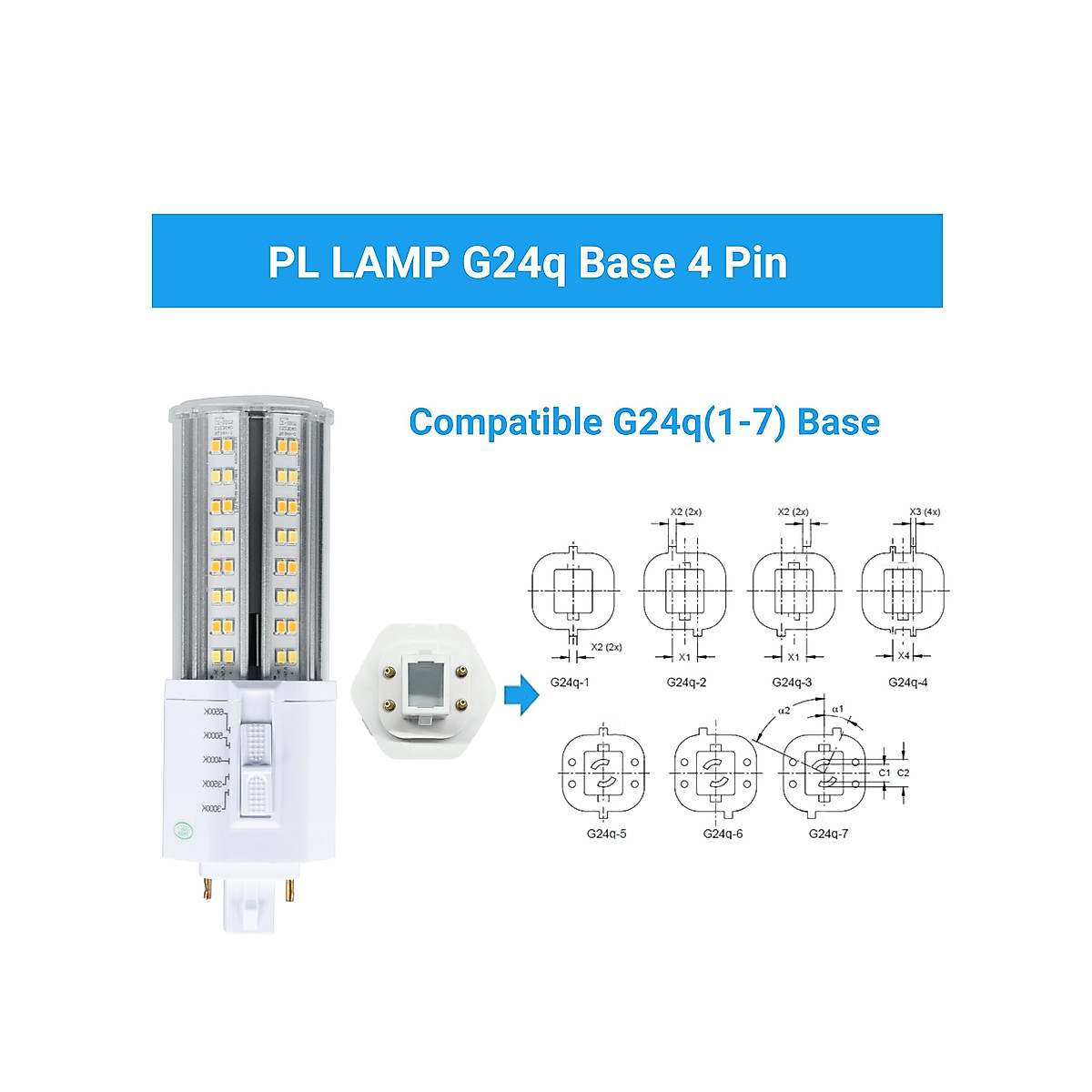 IDO LED G24q 4-Pin Light Bulb 14W 2000Lumens 32W Compact Fluorescent Lamp Replacement (Remove/Bypass The Ballast)