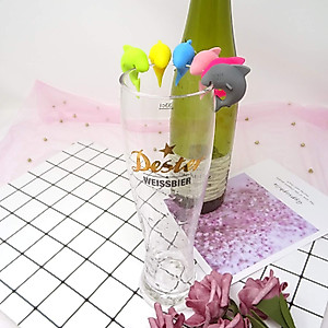 Honbay 12PCS Cute Silicone Glass Identifier Drink Markers, Shark and Snail