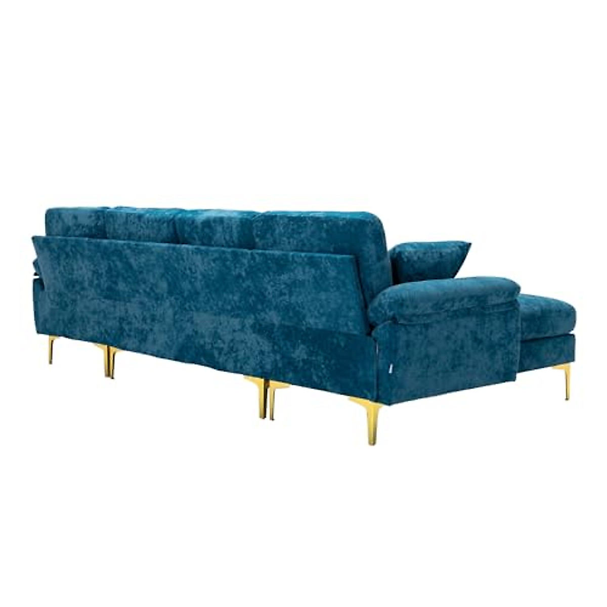 i-POOK 114.42" Polyester U Shaped Sectional Couch, 4 Seat Convertible Sofa with Removable Ottoman and 6.3" Thick Soft Cushion, Deep Seat Comfy Couches for Living Room, Teal Blue