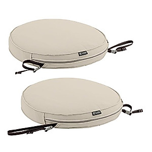 Classic Accessories Montlake FadeSafe Water-Resistant 18 x 2 Inch Round Outdoor Chair Seat Cushion Slip Cover, Patio Furniture Cushion Cover, Antique Beige, Patio Furniture Cushion Covers