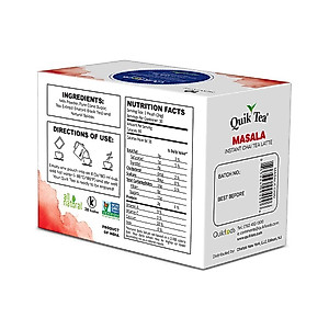 QuikTea Masala Chai Tea Latte - 10 Count Single Box - All Natural Preservative Free Authentic Chai