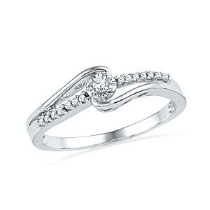DGOLD 10KT Gold Round Diamond Promise Ring (1/10 CTTW)