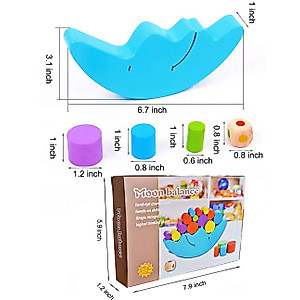 HWD Wooden Stacking Blocks Balancing Games, Moon Equilibrium Puzzles Toy, Preschool Early Educational Parent-Child Interaction Sorting Games for Toddler, Kids, Children