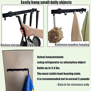 GYGhaoho Magnetic Utensil Holder Hooks, Wall Mount Utensil Hanging Storage, Magnetic Hook Rack for Refrigerator, Black Metal No Punching Hook, Kitchen Magnetic Rack Towel Bar Utensil Rack