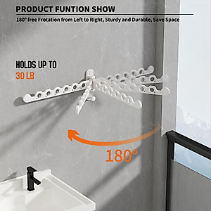 Wall Mounted Clothes Drying Rack for Laundry, Clothes Hanger Rack Wall Drying Rack Foldable Collapsible Coat Hanger Racks for Balcony, Bedroom and Laundry Room Organization, Aluminium White 2 Packs