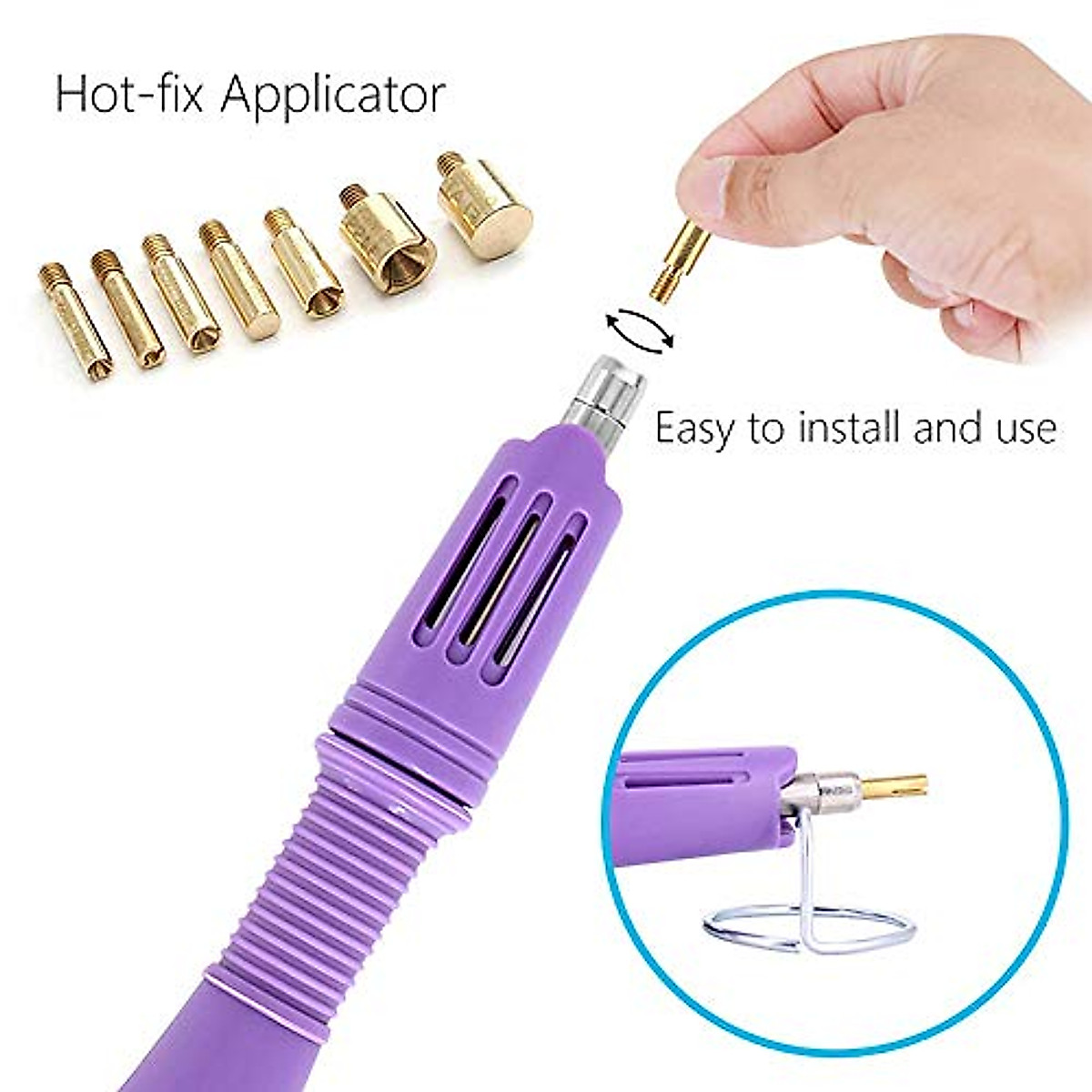 Hotfix Applicator, 7-in-1 Hot Fix Rhinestone Applicator Wand Setter Tool Kit with 7 Tips, 2 Pencils and Tweezers