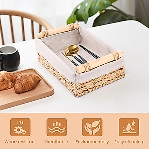 Small Baskets for Organizing,Decorative Water Hyacinth Wicker Storage Basket for Shelves,Toilet Paper Storage Baskets for Bathroom,Living Room,Entryway,Set of 2(Color:Wood)