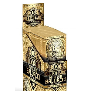 Billionaire Hemp Natural Hemp Wraps - Baldacci Gold - Fruit of the Gods Flavor - 2 Wraps per Pack - 25 Pack - 50 Wraps total incl. Frugal Smoker Sticker