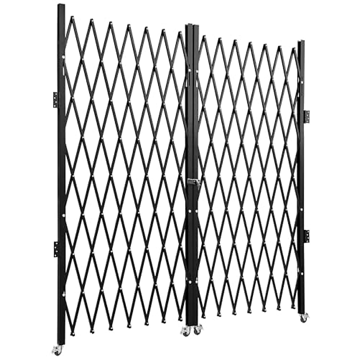 VEVOR Double Folding Security Gate, 63.39" H x 122" W Folding Door Gate, Steel Accordion Security Gate, Flexible Expanding Security Gate, 360° Rolling Barricade Gate, Scissor Gate or Door with Keys