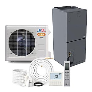 Cooper&Hunter Hyper Heat 24,000 BTU 2 TON Central Mini Split AC Air to Air Heat Pump System with Multi Position Air Handler Unit Including 25ft Installation Kit
