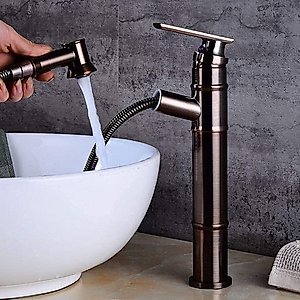 CUTSUGOK Brass Bathroom Tap Retro Extensible with Removable Hand Sheet Faucet Single Line Mixer Kitchen Faucet Faucet Bathtub Water Faucet