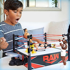 Mattel WWE Wrekkin' Kickout Ring Playset with Accessories & 2 Play Modes, Includes Launcher, Crane, WWE Championship & More, 13-inch x 20-inch