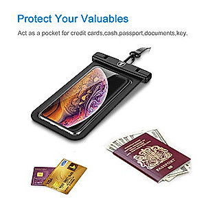 Tiflook Waterproof Pouch Phone Dry Bag Underwater Case for Motorola Moto G Power G Stylus G Play G Fast G7 G6 G5 E 2020 E6 E5 Z4 Z3 Phone Pouch for Beach with Lanyard Neck Strap, Black (2 Pack)