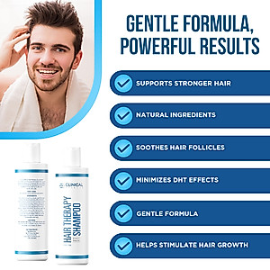 Clinical Effects Hair Therapy Shampoo – Biotin Shampoo with Anagain and Baicapil - Supports Hair Growth for Women and Men - Made in the USA - 8 Fl Oz