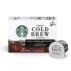 Starbucks Cold Brew Coffee | Signature Black Single-Serve Concentrate Pods (Total 36 capsules) 6 capsule each | Pack of 6