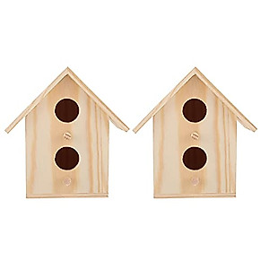DOITOOL 2pcs Wooden Bird Nest Box Bird House Parrot Breeding Box Cage Wood Bird Nest for Budgie Parakeet Cockatiel Conure Canary Finch Dove Lovebird