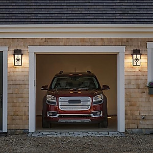 Yisuro Dusk to Dawn Porch Lights Outdoor, Bulb Included, Exterior Lighting Fixtures, Black Wall Sconce Waterproof, Star Outdoor Outside Lighting for Porch House Garage（1 Pack）