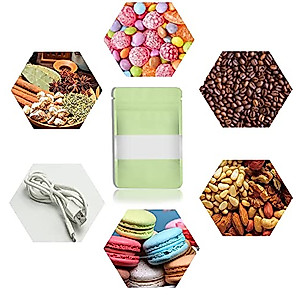 100 Pcs Resealable Bags, Stand-up Food Storage Bags with Clear Window, Sealable Zip Lock Self Sealing Bags for Packaging Products (Light green 4.7 x 7.8 In)