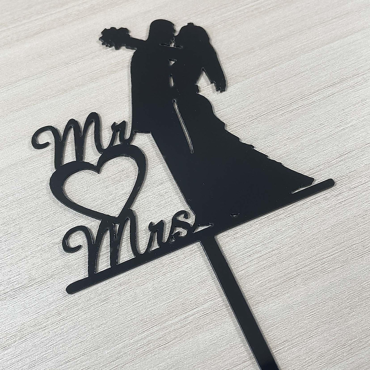 OIXCMNJQ Mr & Mrs Black Acrylic Cake Topper, Bride and Groom, Wedding Party Decorations Supplies