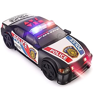 Liberty Imports Motorized Police Cruiser Kids Toy Cop Car Electric Model Rush & Rescue Vehicle 1/16 Scale with Button Activated Forward Reverse Motion, Siren Sounds and Flashing Lights