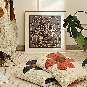 GunziStreet Blanket Throw Big Flower Pattern Fuzzy Warm Fleece Microfiber for Couch Chairs Sofa Baby Home Decorative All Season (Chen Red, 47'' x 59'')