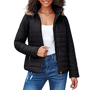 Vetinee Women Winter Jackets Jacket For Women Black Puffy Jacket Women Puffer Jacket Womens Womens Warm Coat Black Size Large Size 12 Size 14