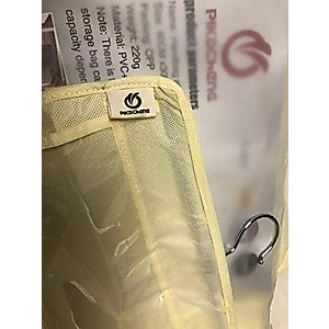 N/V PIKACHENG Hanging Handbag Purse Organizer, Homewares Nonwoven 6Pockets Hanging Closet Storage Bag,Transparent Dust-Proof Wardrobe Closet Storage Bag (Light Yellow)