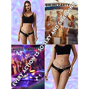 Rhinestone Body Chains Jewelry For Women And Girls Sexy Belly Waist Chain Bikini Beach Accessories Suitable for a Variety of Carnival scenes (Silver)