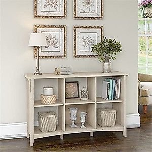 Pemberly Row 6 Cube Cubby Wood Storage Organizer Bookcase in Antique White