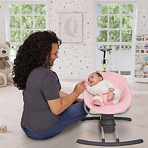 Dream On Me Comfort Me Baby Swing in Dusty Pink with Music and Vibration, 3 Speed Compact Portable Infant Swing and Remote Control, Portable Baby Swing for Indoor and Outdoor