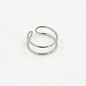 LEMON GRASS Sterling Silver Simple Band Ring Open Ring Ajustable Wide Band Line Rings