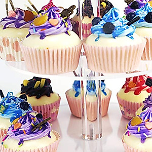 HMROVOOM Acrylic Cupcake Holder,Cupcake Tier Stands, Clear Acrylic Cupcake Stand,Cupcake Rack for Party Wedding Birthday 3 Tier Round(4.7 "Between 2 Layers)